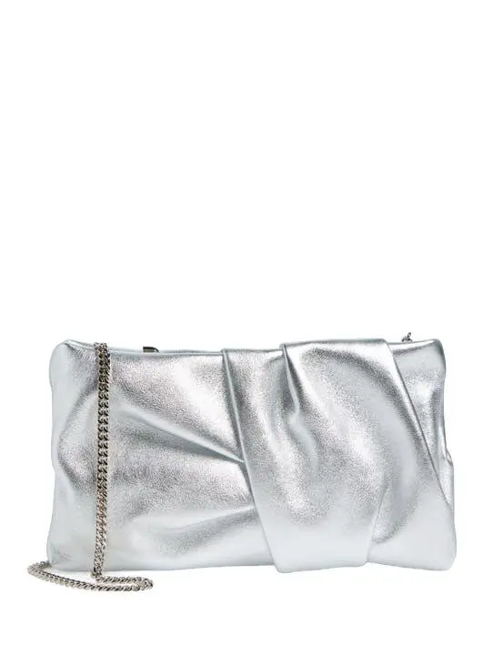 JIMMY CHOO Metallic Leather Clutch - Silver