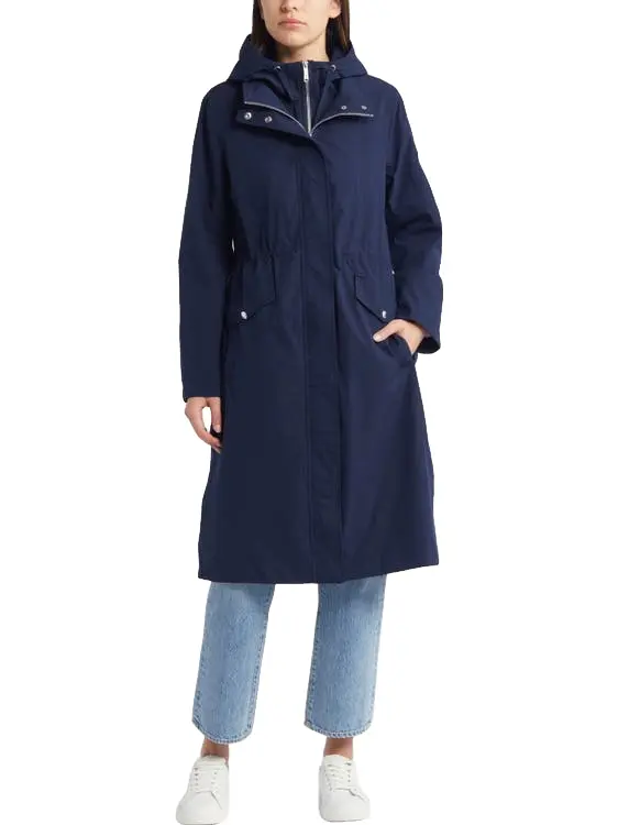 Sam Edelman Longline Hooded Jacket - Navy