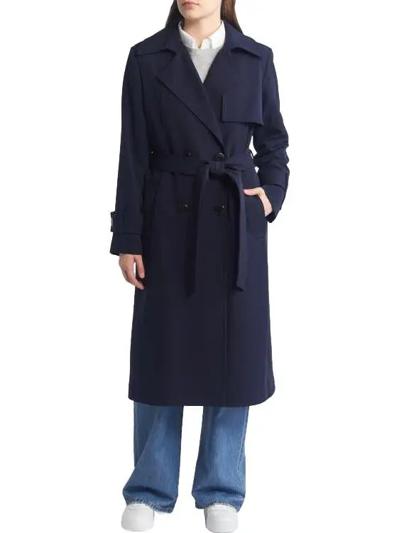 Sam Edelman Double-breasted Belted Trench Coat - Navy