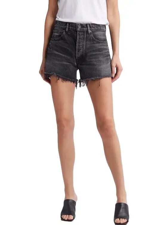 Moussy Vintage Mv Aristide Distressed Denim Shorts - Black