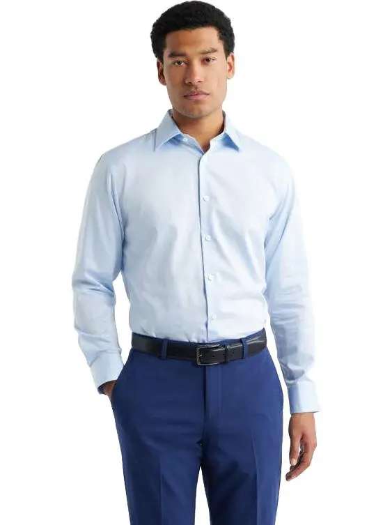 Nordstrom Trim Fit Herringbone Dress Shirt - Blue Herringbone