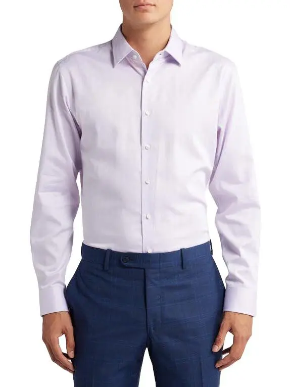 Nordstrom Trim Fit Herringbone Dress Shirt - Purple Calm Herringbone