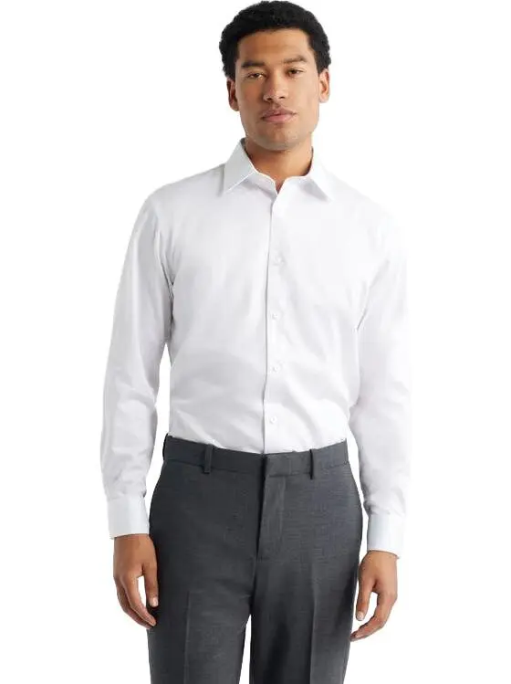 Nordstrom Trim Fit Herringbone Dress Shirt - White Herringbone