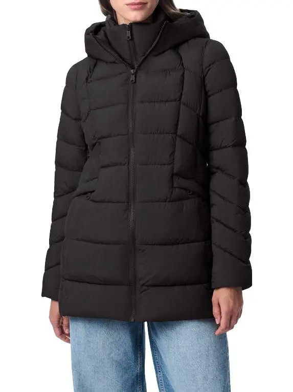 Bernardo Hooded Puffer Jacket With Bib - Black