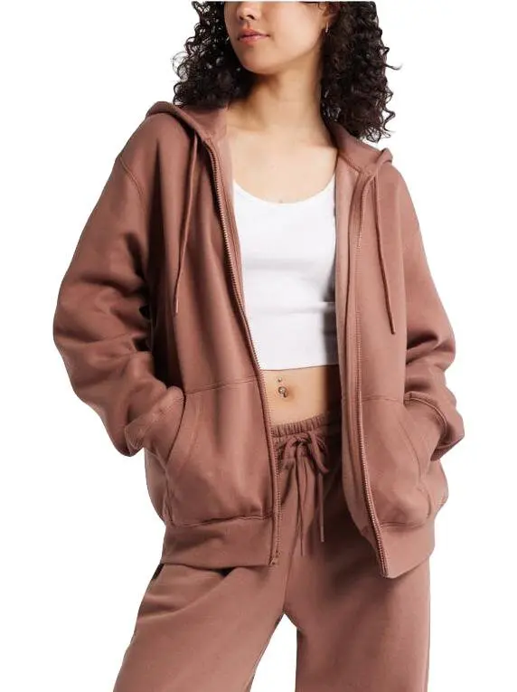 Bp. Oversized Zip Fleece Hoodie - Brown Topaz