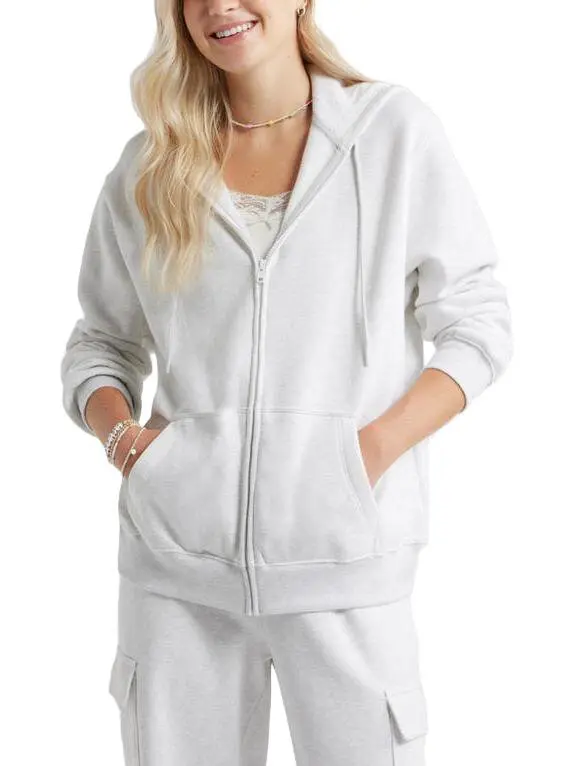 Bp. Oversized Zip Fleece Hoodie - Grey Fog Heather