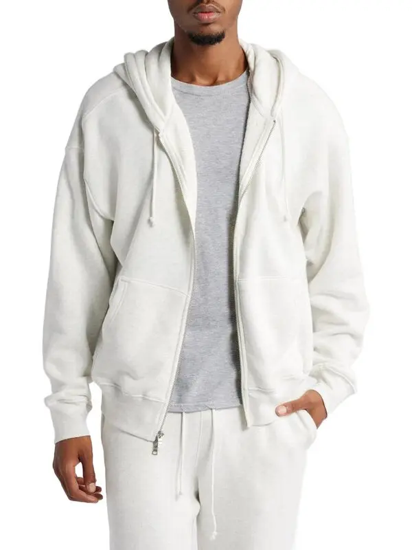 ELWOOD Oversize Terry Full-zip Hoodie - Vintage Snow Heather