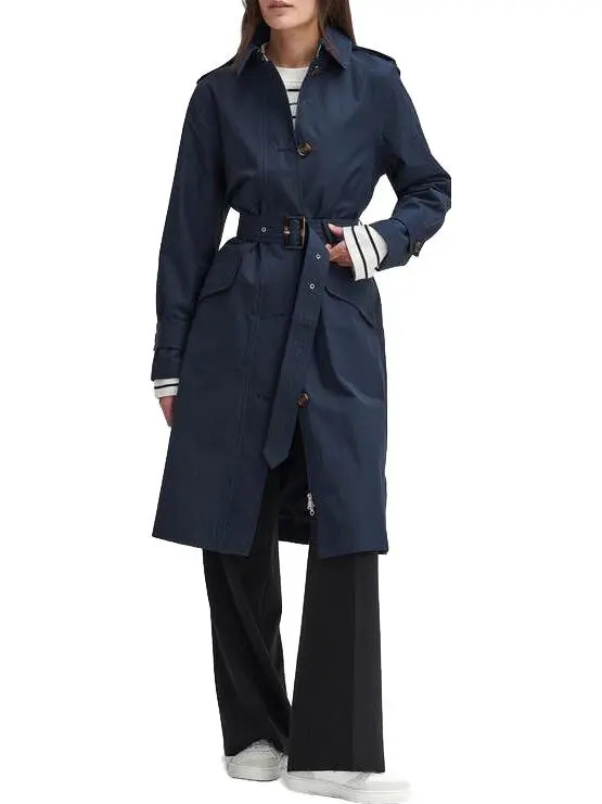 Barbour Camilla Waterproof Trench Coat - Dark Navy/ Classic Tartan
