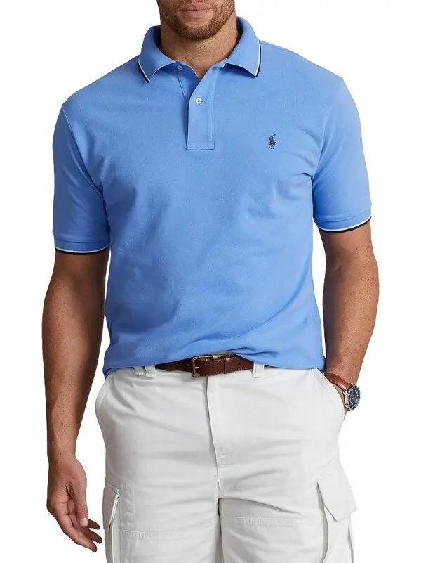 Polo Ralph Lauren Big & Tall Tipped Mesh Polo Shirt - Harbor Island Blue