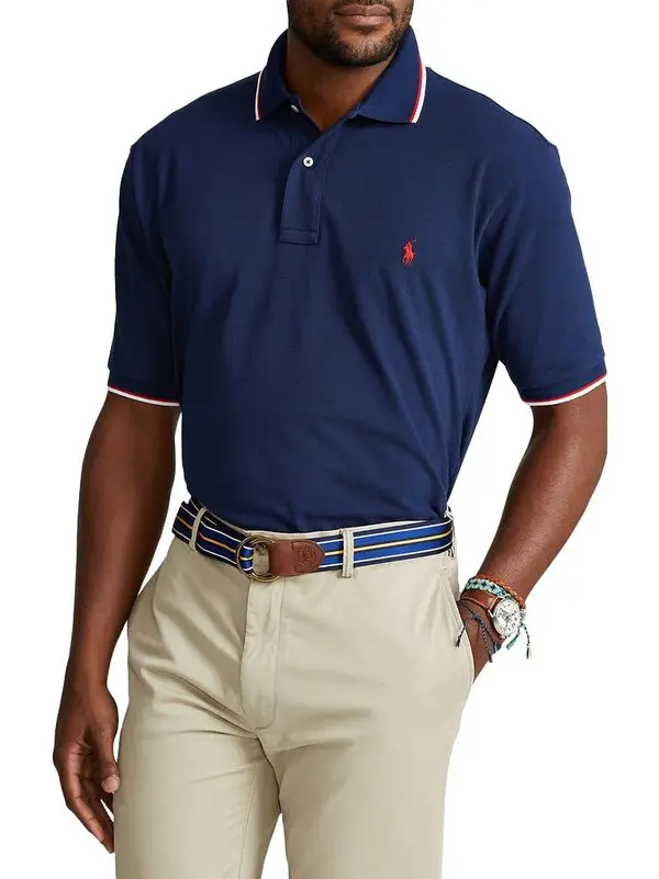 Polo Ralph Lauren Big & Tall Tipped Mesh Polo Shirt - Newport Navy
