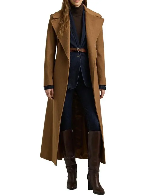 Ralph Lauren Belted Wool-blend Wrap Coat - New Vicuna