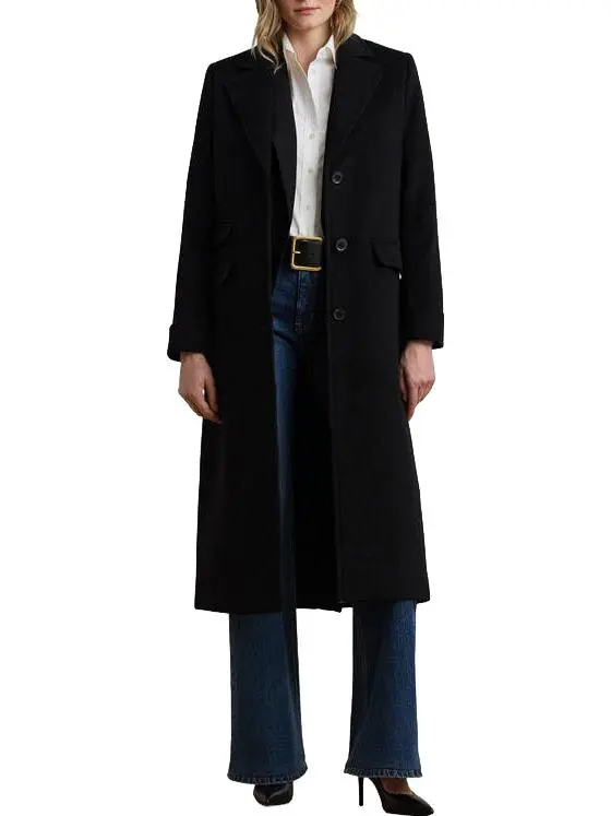 Ralph Lauren Longline Wool Blend Reefer Coat - Black