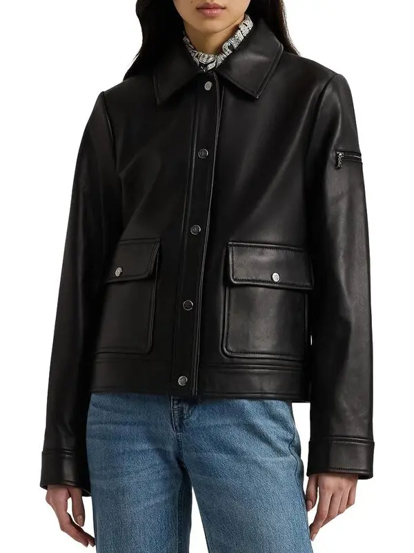 Ralph Lauren Leather Shirt Jacket - Black