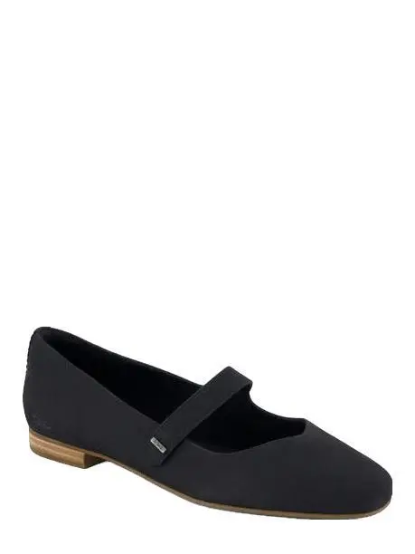 Toms Bianca Mary Jane Flat - Black Leather