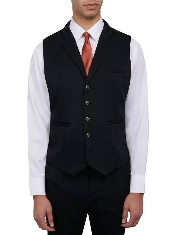 BROOKLYN BRIGADE Slim Fit Performance Knit Vest - Jet Black