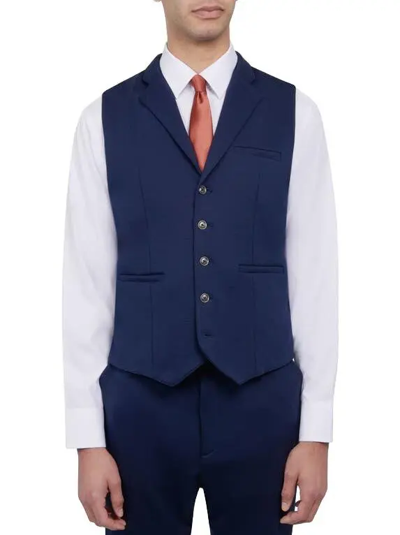 BROOKLYN BRIGADE Slim Fit Performance Knit Vest - River Blue
