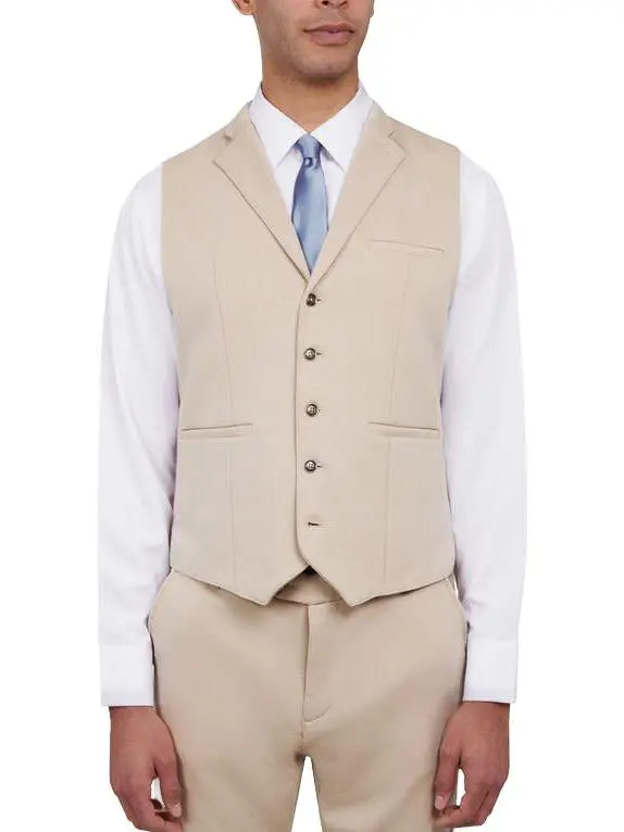 BROOKLYN BRIGADE Slim Fit Performance Knit Vest - Tan