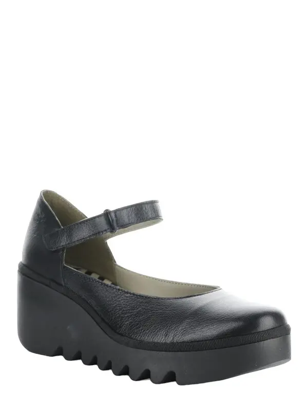 Fly London Bawo Platform Wedge Pumps - 001 Black Mousse