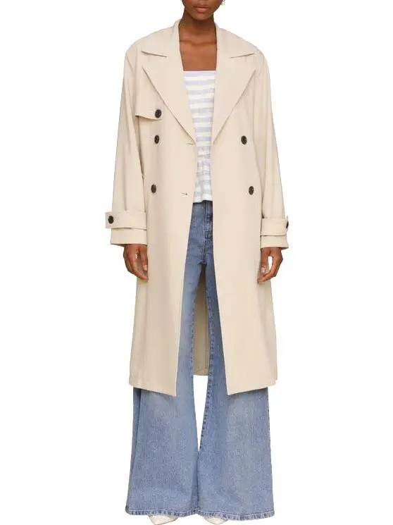 Avec Les Filles Relaxed Fit Trench Coat - Bone