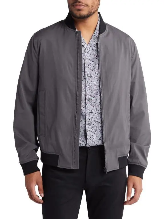 Theory Brenton Stretch Nylon Bomber Jacket - Pestle
