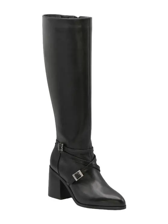 CHARLES DAVID Jacoby Knee High Boots - Black Leather
