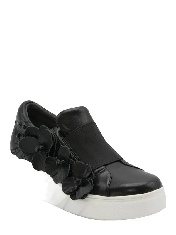 CHARLES DAVID Rachelle Floral-embellished Wedge Sneakers - Black