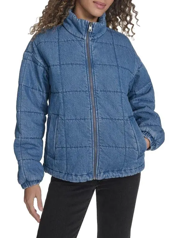 LEVI'S Box Quilted Water Resistant Cotton Jacket - Medium Wash Denim