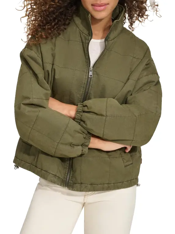 LEVI'S Box Quilted Water Resistant Cotton Jacket - Olive