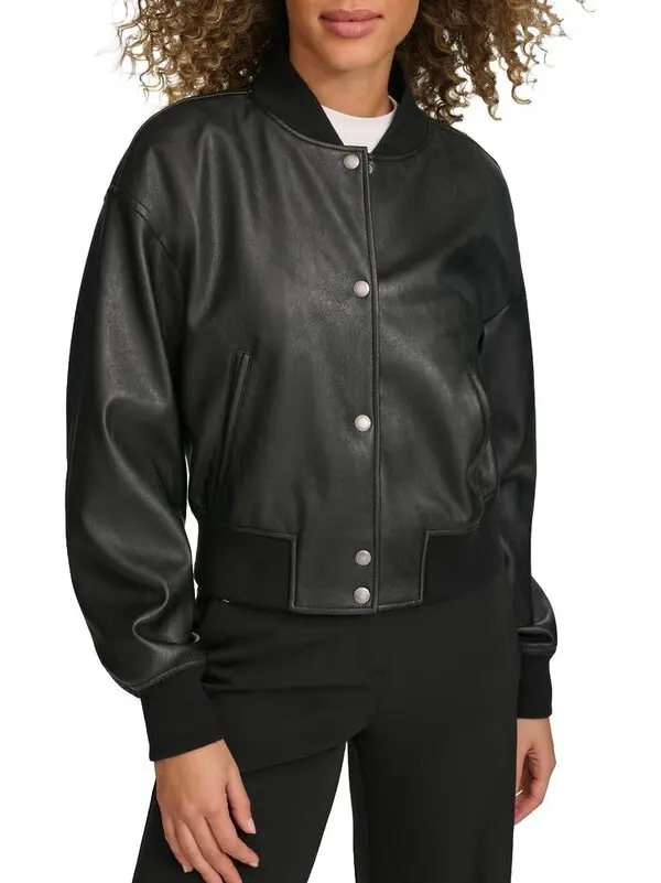 LEVI'S Relaxed Faux Leather Bomber Jacket - Black