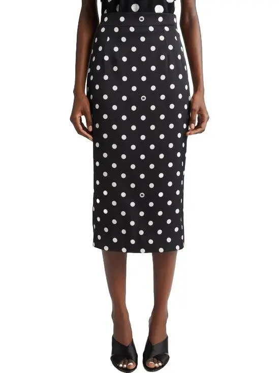 Dolce & Gabbana Polka Dot Pencil Skirt - Black