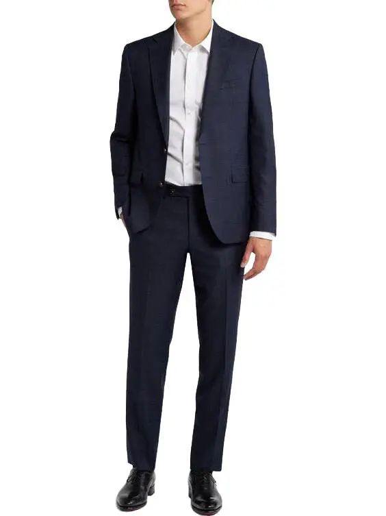 JACK VICTOR Esprit Contemporary Fit Deco Check Wool Suit - Navy