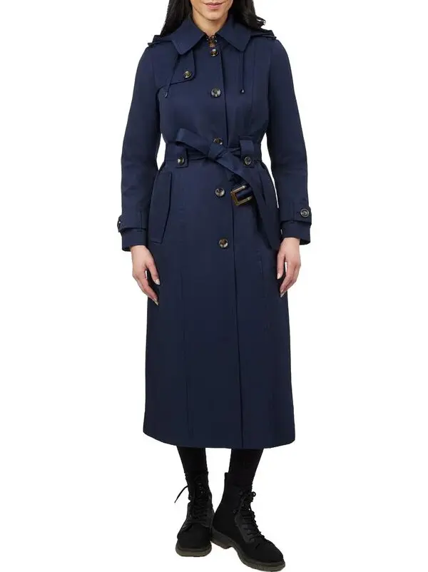 London Fog Water Resistant Belted Trench Coat - Midnight Navy