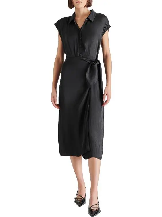 Steve Madden Desiree Faux Wrap Midi Dress - Black