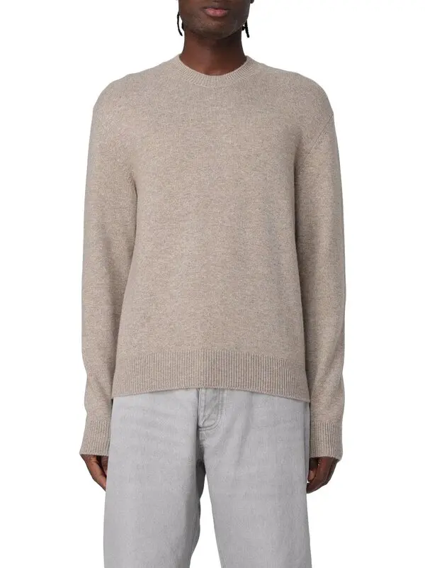 Bottega Veneta Crew Neck Sweater With Suede Elbow Patches - Beige