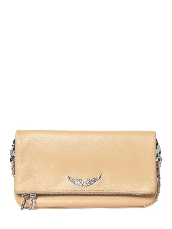 Zadig&Voltaire Leather Clutch With Chain Strap - Beige