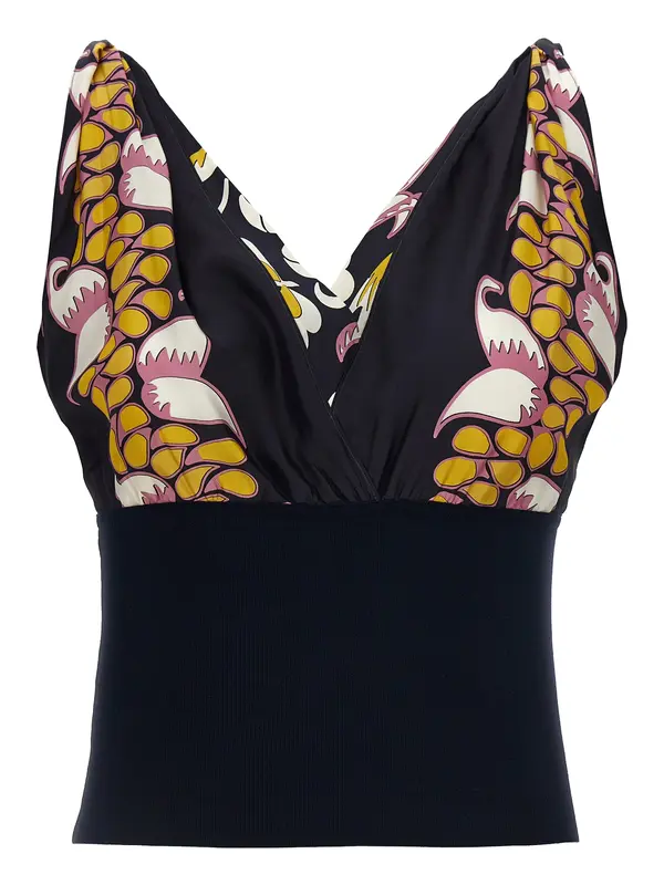 Tory Burch Printed Silk Top - Black