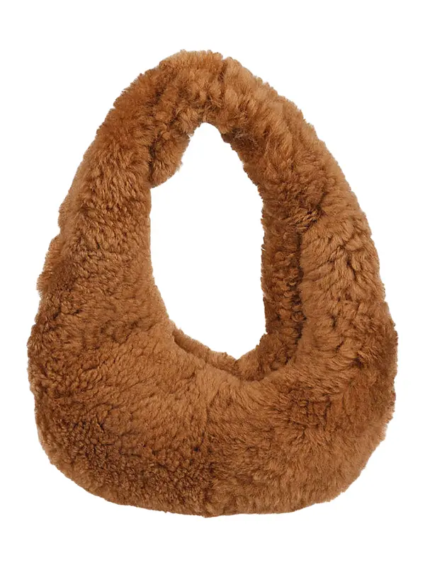 ANITA BILARDI Faux Fur Shoulder Bag - Camel