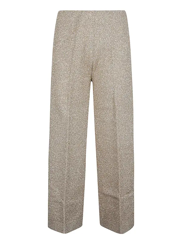 CIRCUS HOTEL Viscose Wide Leg Trousers - Golden