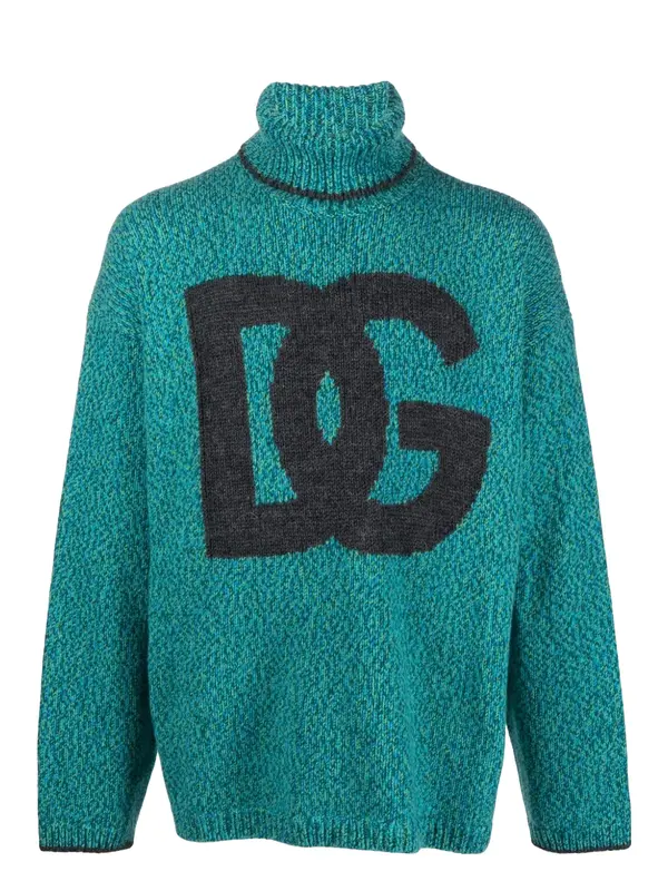 Dolce & Gabbana Intarsia-knit Logo Sweater - Blue