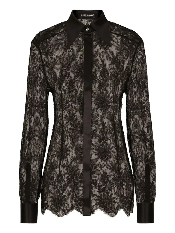 Dolce & Gabbana Floral Lace Shirt - Black