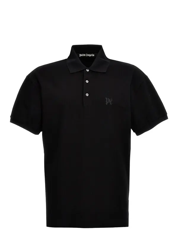Palm Angels Monogram' Polo Shirt - Black