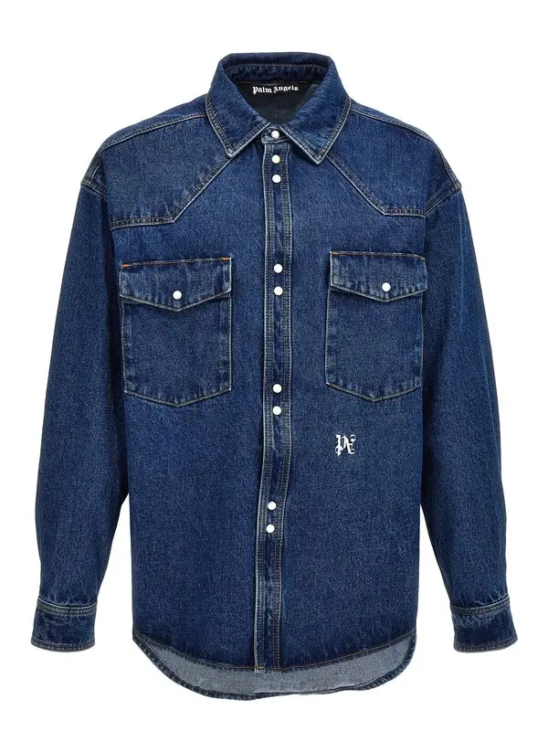 Palm Angels Lw Monogram Denim Jacket - Blue