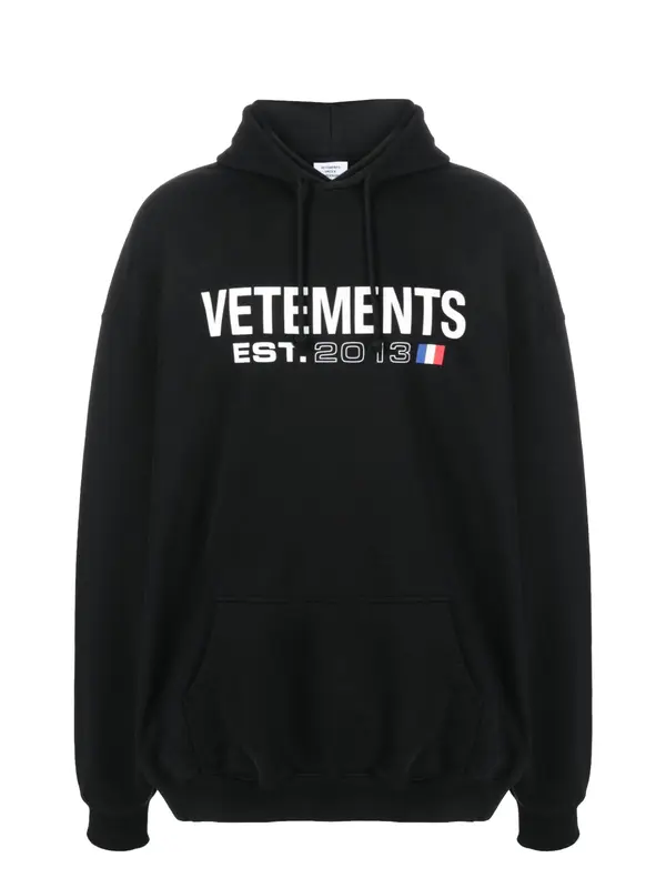 Vetements Logo Cotton Hoodie - Black