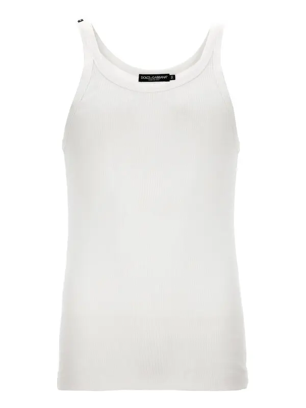 Dolce & Gabbana Ribbed Tank Top - White