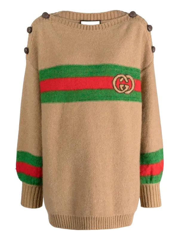 Gucci Web Detail Wool Top - Camel