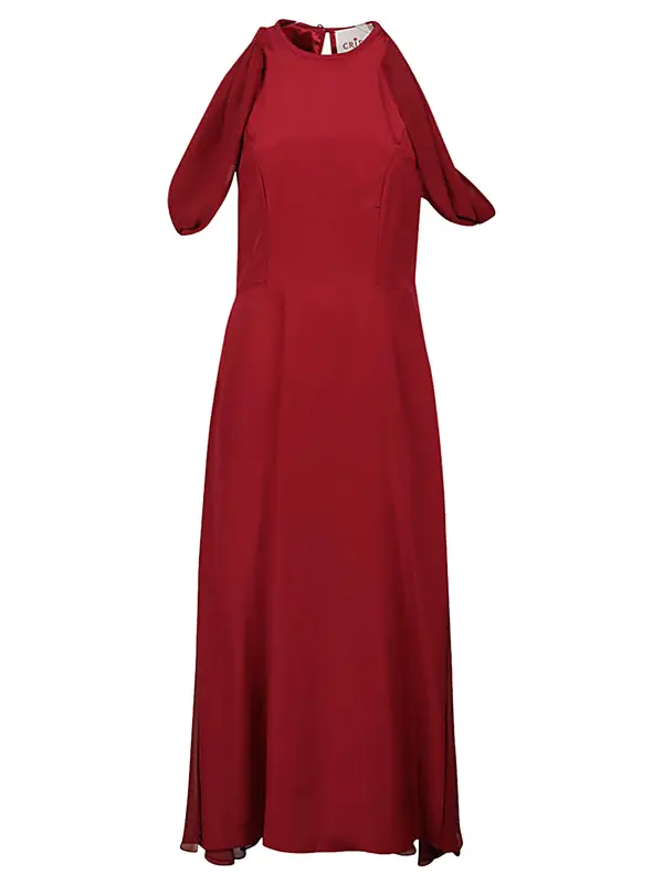 CRIDA MILANO Silk Midi Dress - Red
