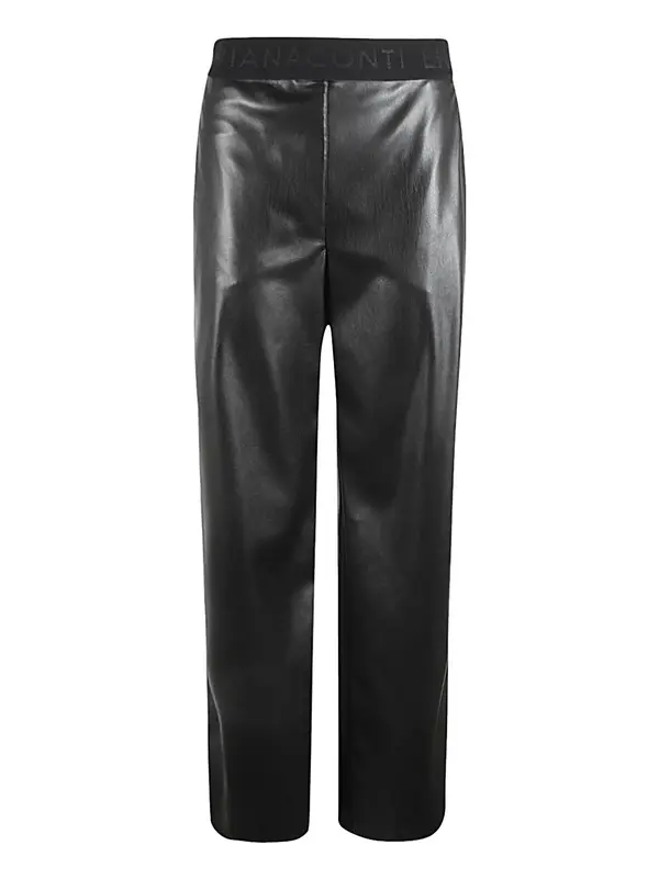 Liviana Conti Faux Leather Trousers - Black