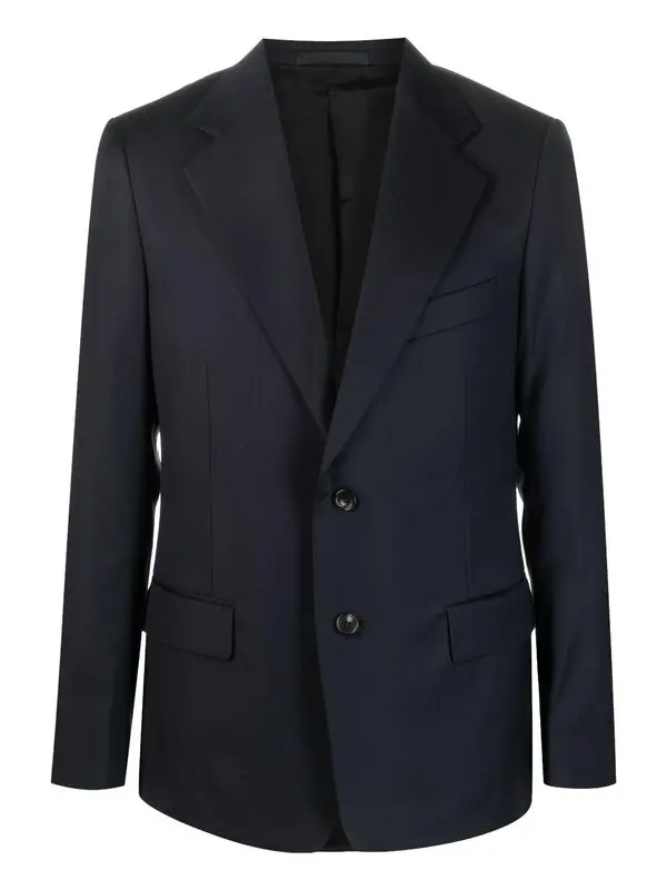 LANVIN Single Breasted Wool Jacket - Blue