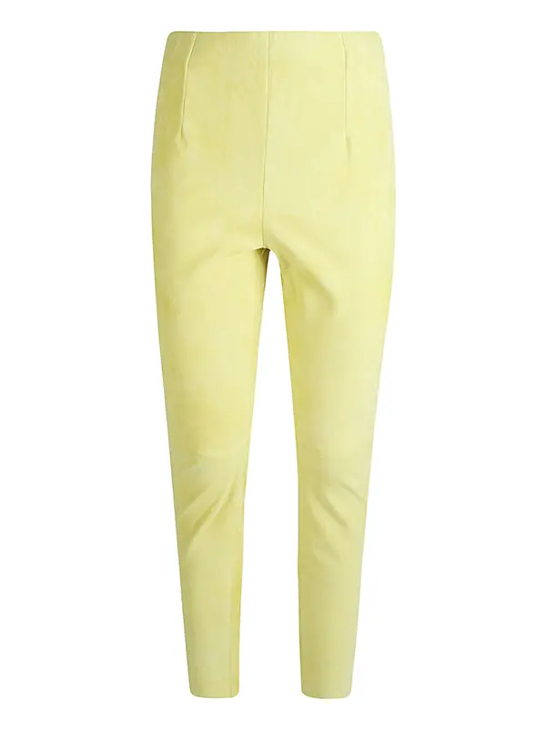 VIA MASINI 80 Slim Fit Suede Trousers - Yellow