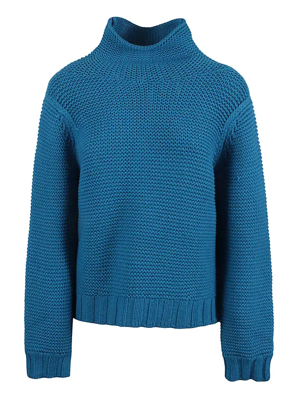 Liviana Conti Wool-blend High-neck Jumper - Blue